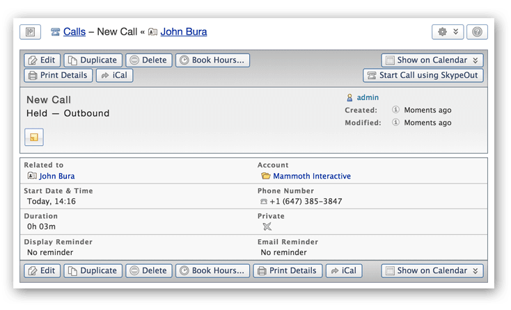 Skype-Call-Log-1CRM - 1CRM: All-in-One CRM Software